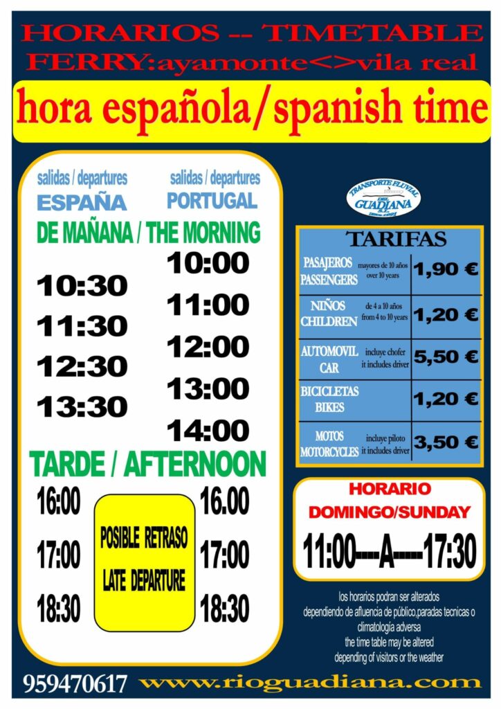 Horarios Ferry Ayamonte Portugal (Villa Real de Santo Antonio) - Web de ...